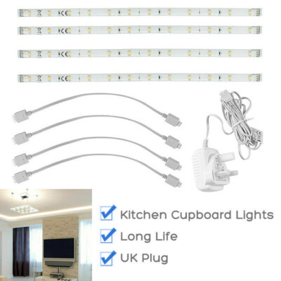 4x LED Strip Lights Cabinet Lamp Soft Light Strips Kitchen Bar Lighting ...