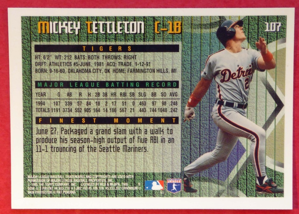 1995 Topps Finest Mickey Tettleton #107 (Tigers) NM+ | eBay