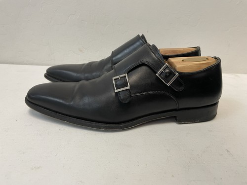 MAGNANNI Made in Spain Leather Double Monk Strap Shoe in Black Size 8 1 ...