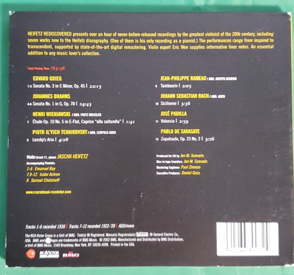 Lot of 6 Classical CD's, Haydn, Ali-Zadeh, Enescu, Fugati, Heifetz ...