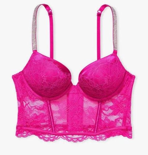 NWOT VICTORIA’S SECRET Rhinestones PUSH UP BRA LACE BOMBSHELL Corset ...