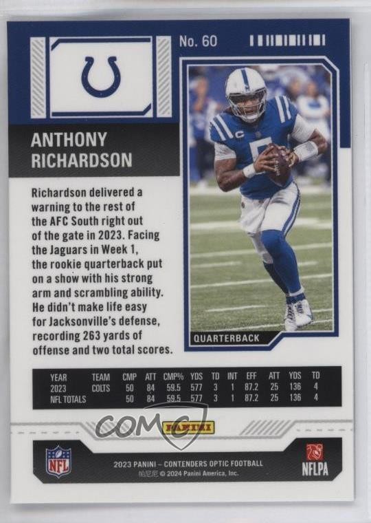 2023 Panini Contenders Optic Rookie Ticket Anthony Richardson #60 1er8 ...