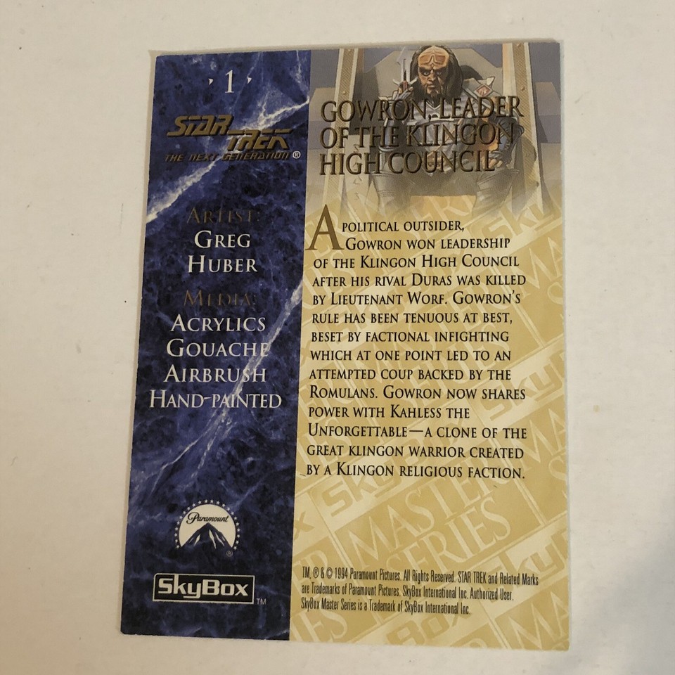 Star Trek Masks Trading Card #1 Gowron Leader Of The Klingon High ...