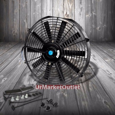 Universal 16" Black Slim Reversible Electric Radiator Motor Cooling Fan ...