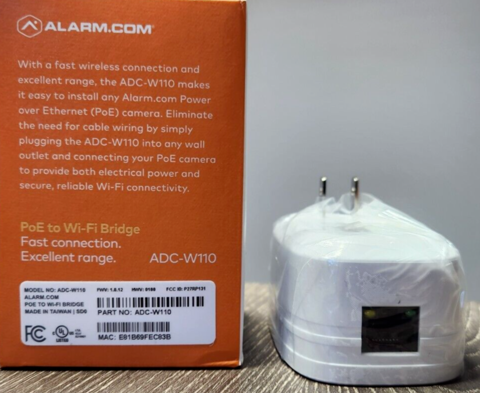 Alarm.com Adc-w110 Poe to Wi-fi Bridge for Plug-in Installation for ...