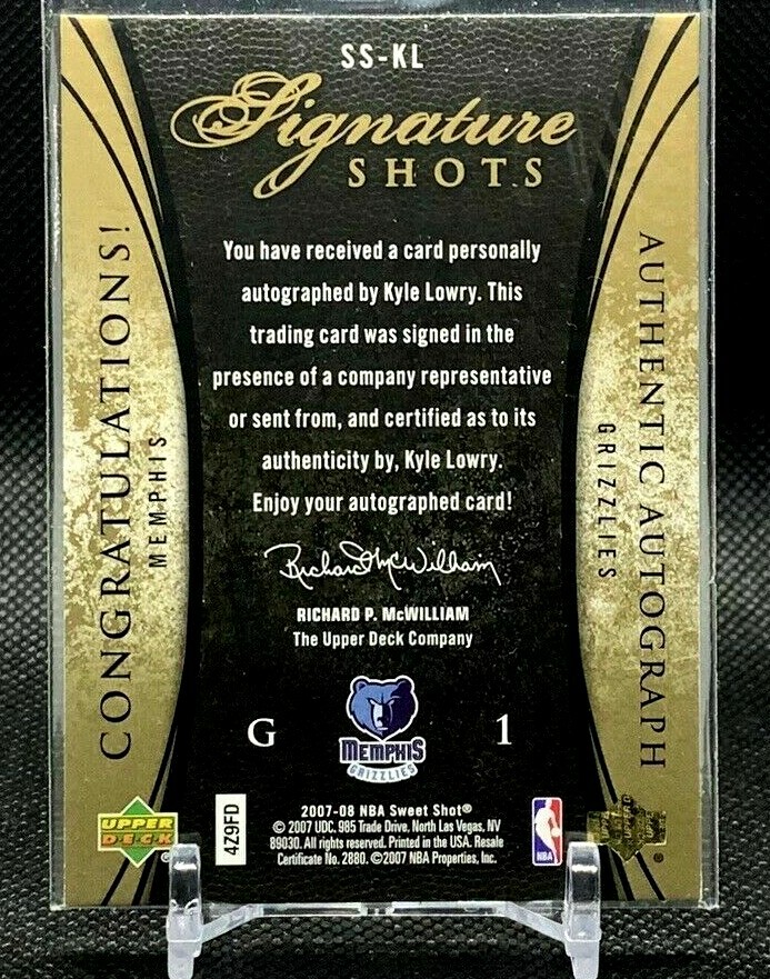 Kyle Lowry 2007-08 UD Sweet Spot Signature Spot Autograph#141/189 ...