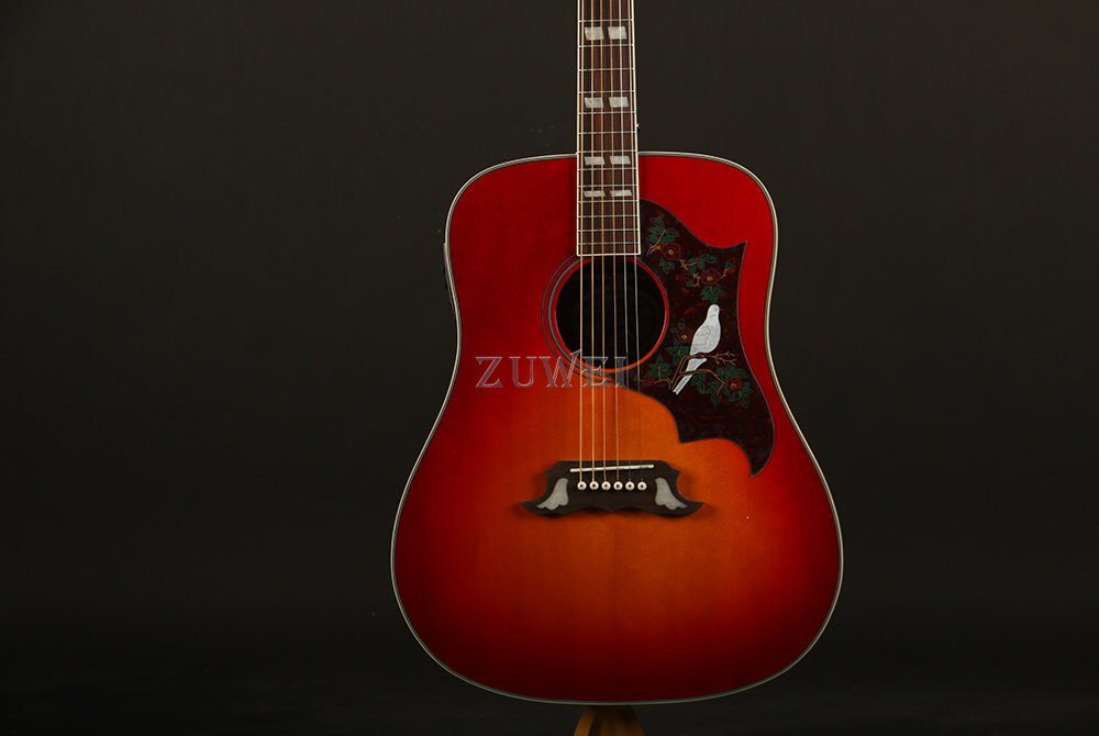 41 Inches D Type Custom Dove Acoustic Guitar Cherry Sunburst Spruce Top ...