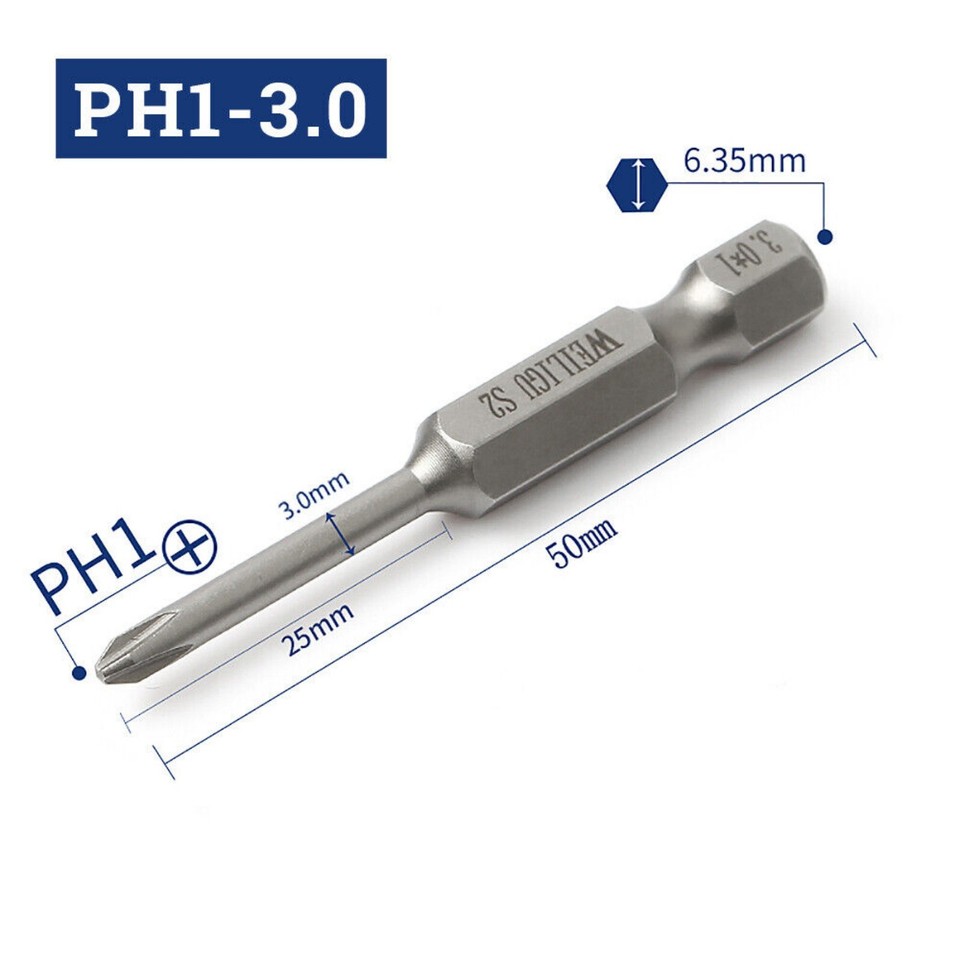 PH0 PH1 PH2 Phillips Head Screw Bit or Set Impact Driver Drill Magnetic ...