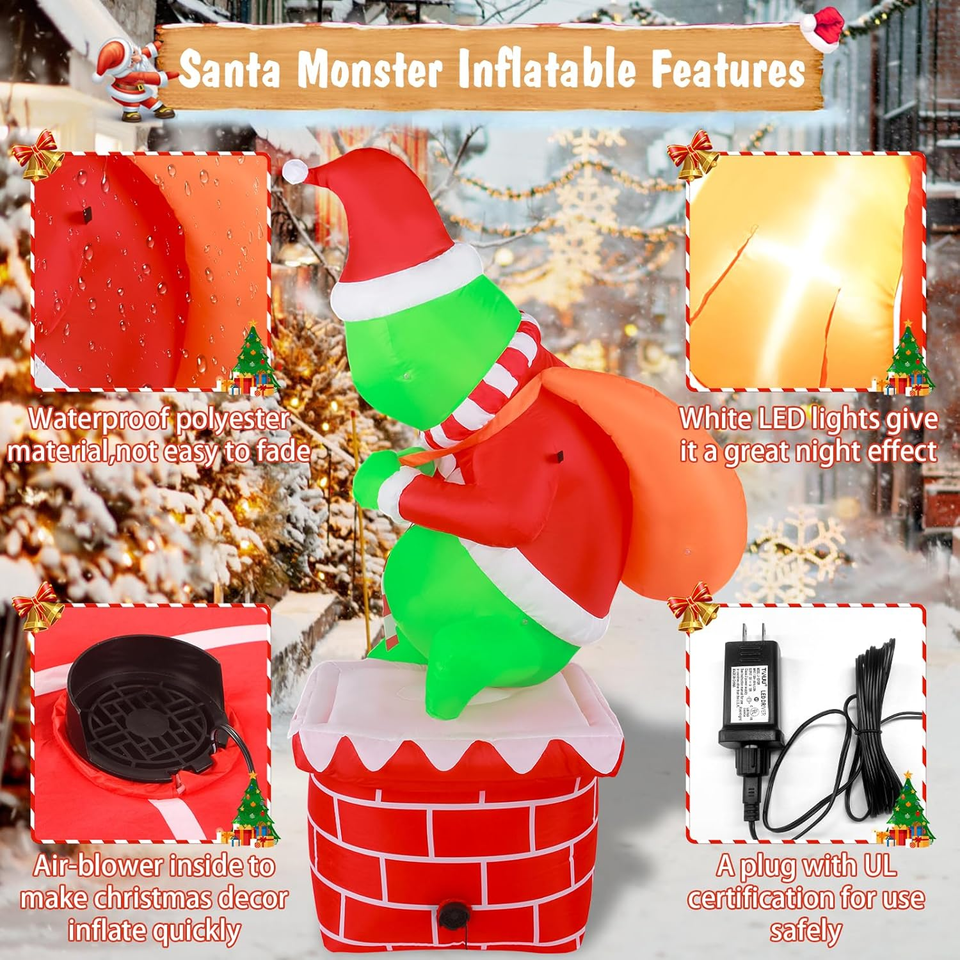 Christmas Inflatable Outdoor Decoration Yard 6Ft Giant Blow up Santa ...