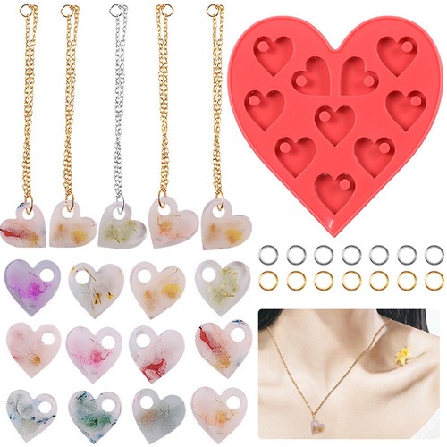 Heart Shaped Pendant Silicone Mould DIY Resin Epoxy Craft Necklace ...