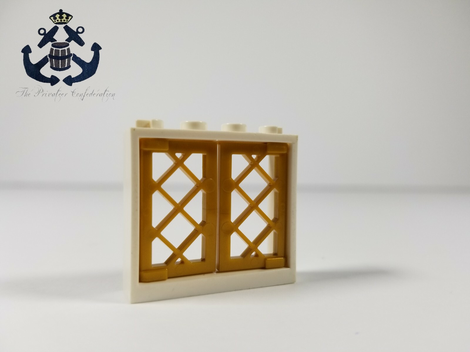 Lego White Window 1 x 4 x 3 + Pearl Gold Lattice Panes For Castle ...
