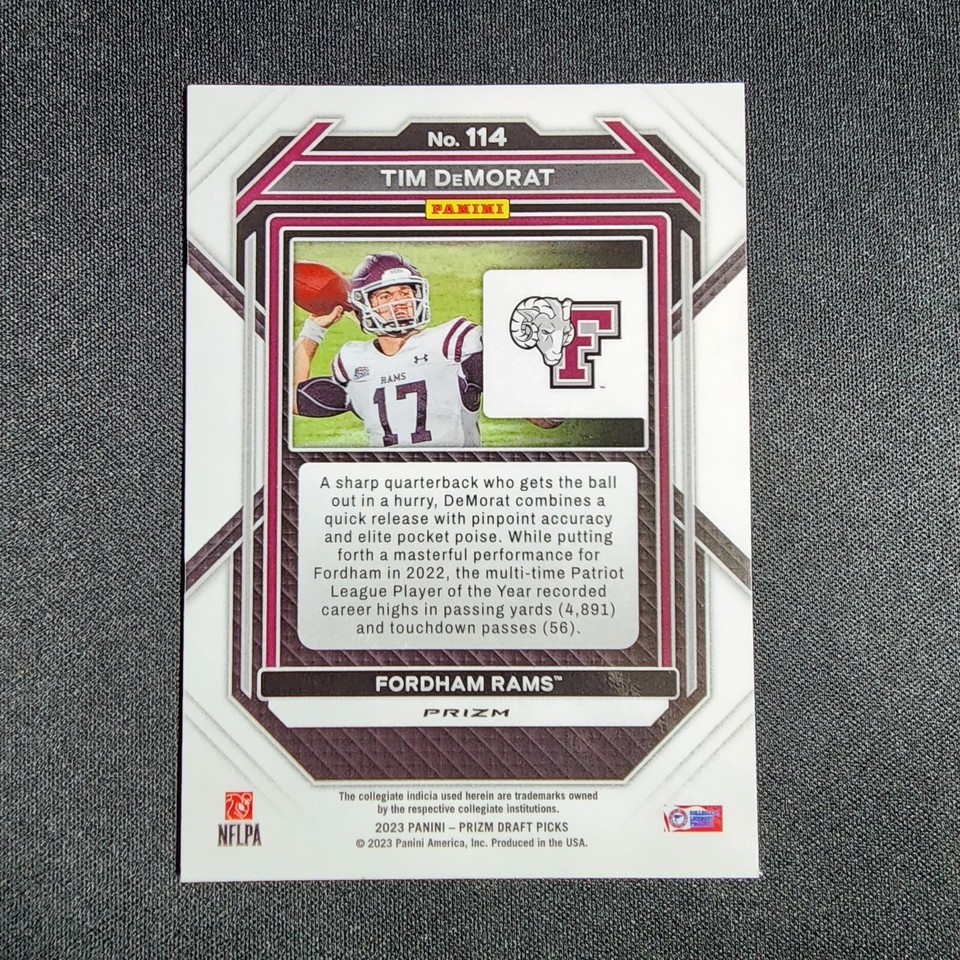 2023 Panini Draft Picks TIM DEMORAT Red Cracked Ice RC #114 Fordham ...