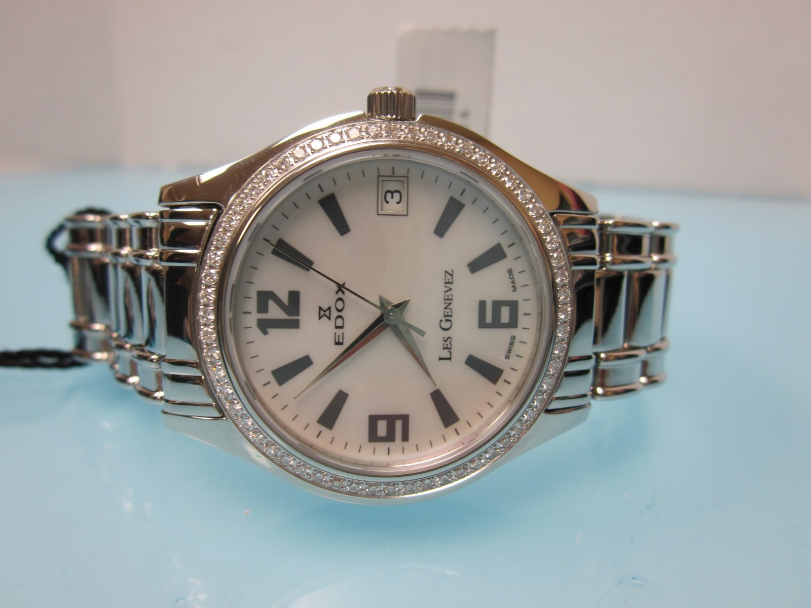 Edox Women's 70072 317TD A Les Genevez Stainless Steel DIAMOND Date ...