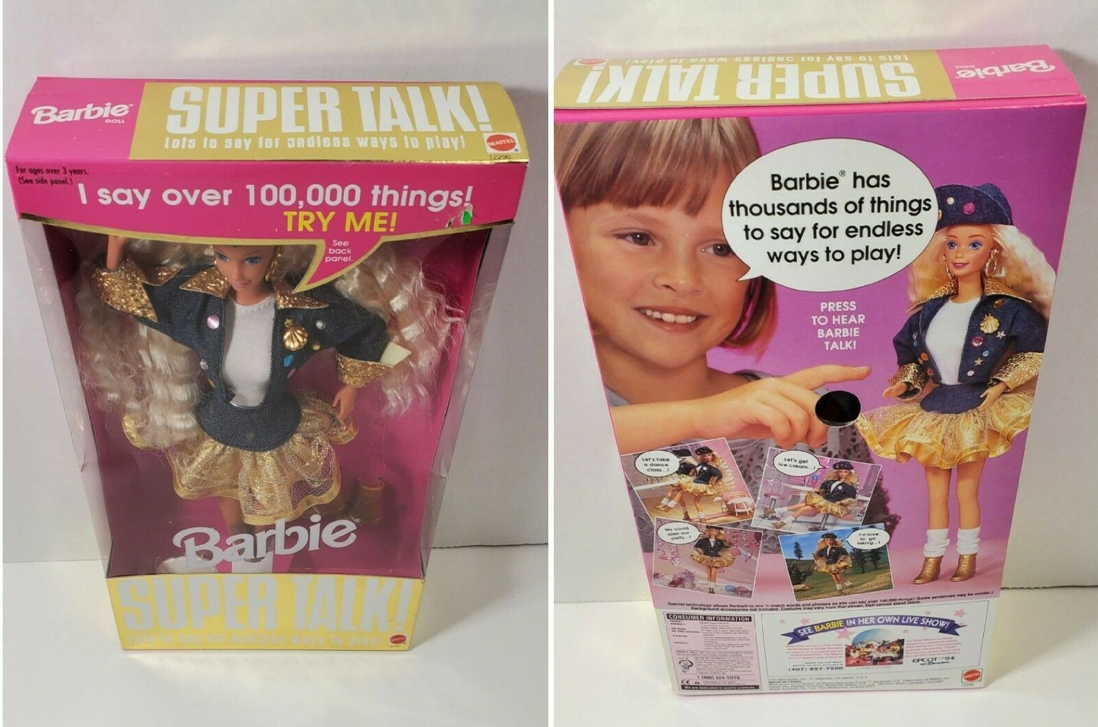 NEW 1994 Vintage Barbie "Super Talk" Talking Doll Mattel #12290 NOT ...