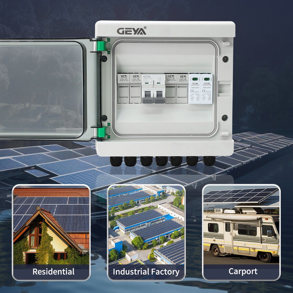 GEYA Solar PV Combiner Box Plastic 15A 2string 500DC Circuit Breaker ...