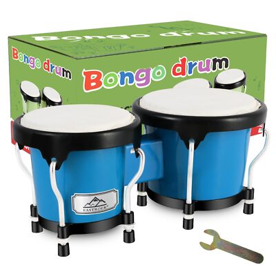 Blue Bongo Drum 4 and 5 Set for Adults Percussion with Tuning Wrench ...