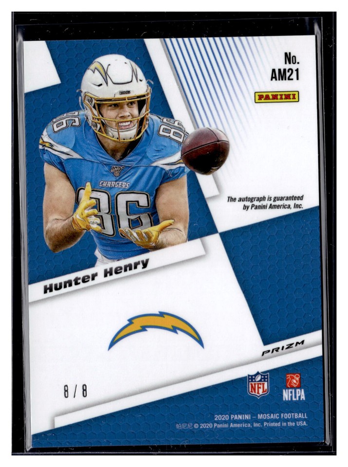 Hunter Henry Auto /8 Black Gold Prizim 2020 Panini Mosaic Choice ...
