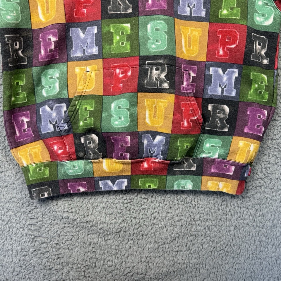 Supreme Alphabet FW20 Color Block Hoodie Sweatshirt AOP Spell Out Size ...