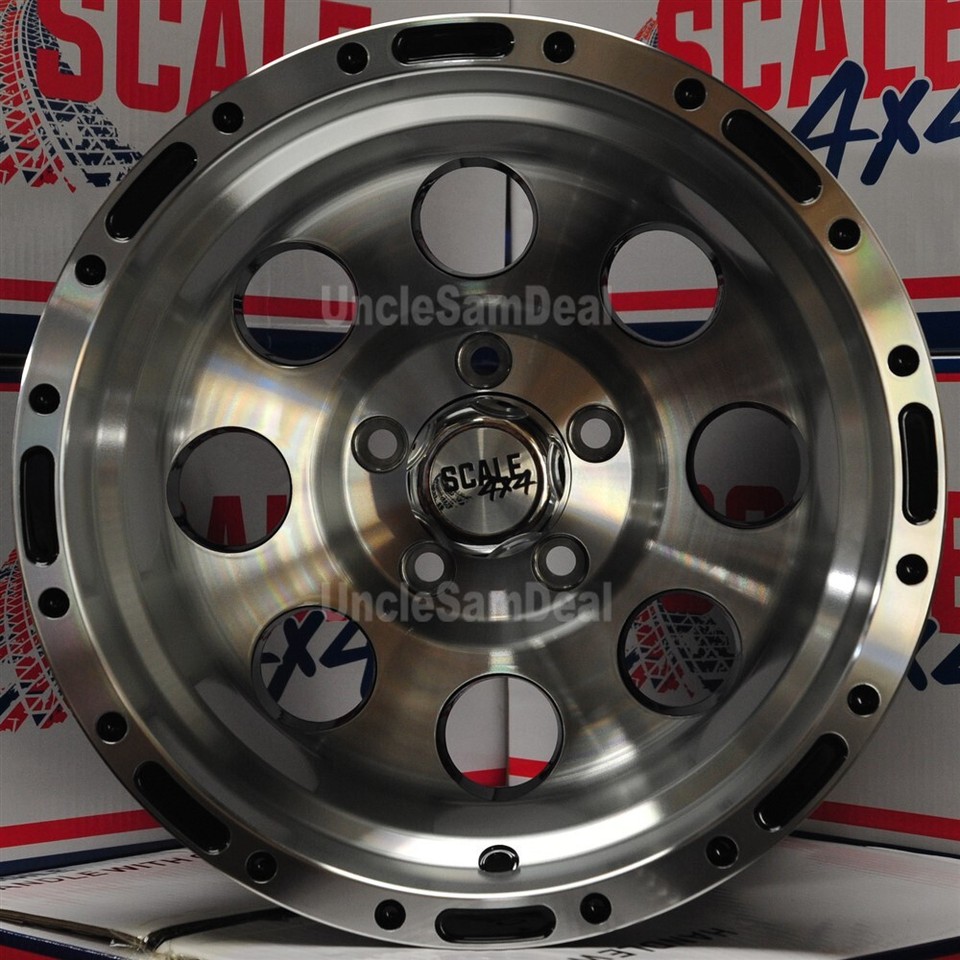 15x10 5x127 5x5 -46 OFFSET SCALE 4x4 S52 MACHINE BLACK 8 HOLE TRUCK 4 ...