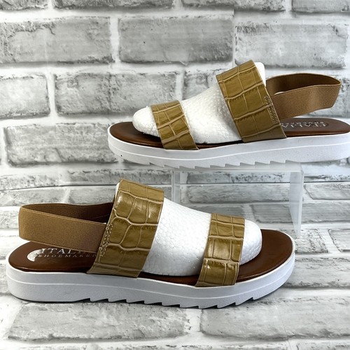 Italian Shoemakers Women's Size 8 Italy Made Brown Croc Elastic Sandals ...