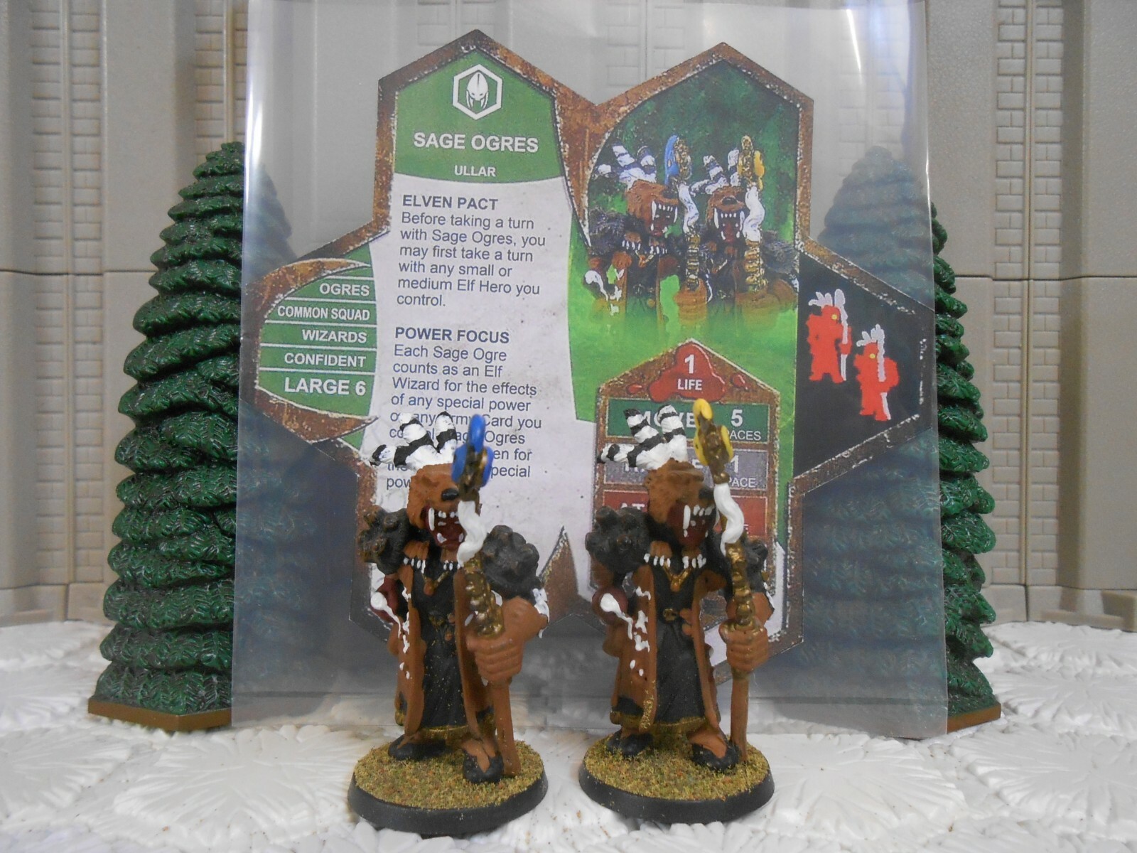 Heroscape Custom Sage Ogres Double Sided Card & Figures w/ Sleeve Ullar ...