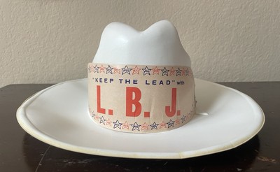 LBJ 1964 CAMPAIGN Hat STETSON Open Road LYNDON JOHNSON Political ...
