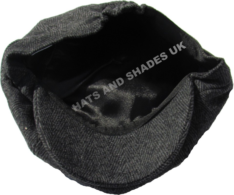 Peaky Blinders Tweed Newsboy Hat herringbone Gatsby Cap Flat 8 Panel ...
