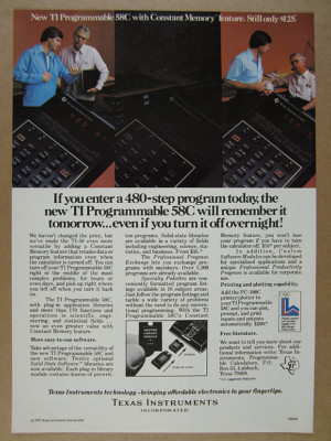 1979 Texas Instruments TI-58C Programmable Calculator photo vintage Ad ...