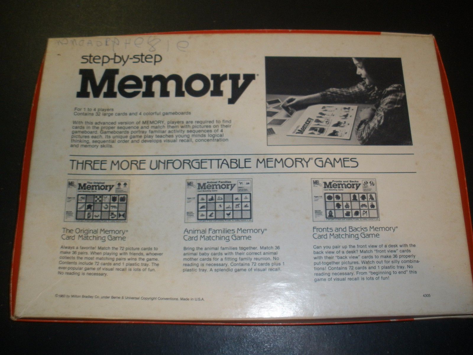 STEP-BY-STEP MEMORY ADVANCED GAME 1983 Milton Bradley complete | eBay