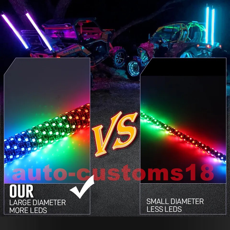 4ft Fat LED Whip APP Controlled Antenas De LED Quick Release Whip Light ...