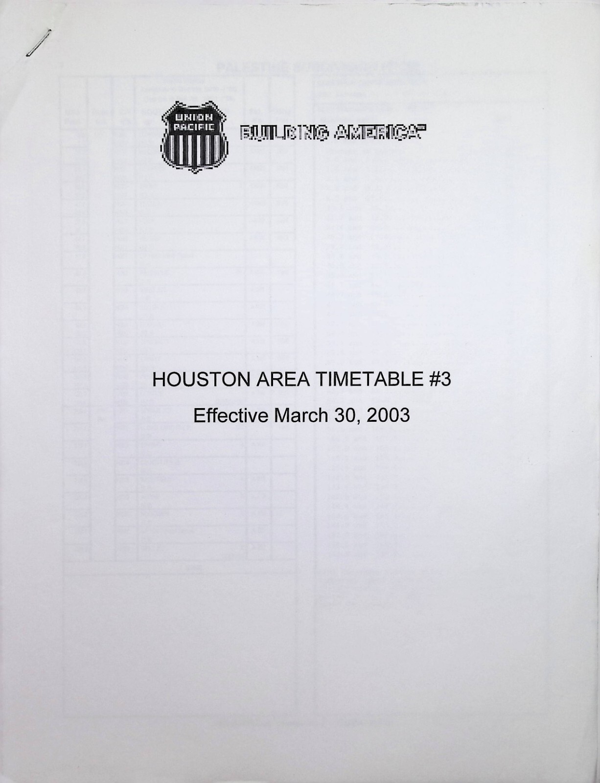 Union Pacific Houston Area Timetable #3 - 2003 | eBay