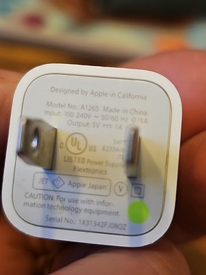 APPLE OEM ORIGINAL A1265 5V 1A USB A POWER ADAPTER CUBE CHARGER BLOCK ...