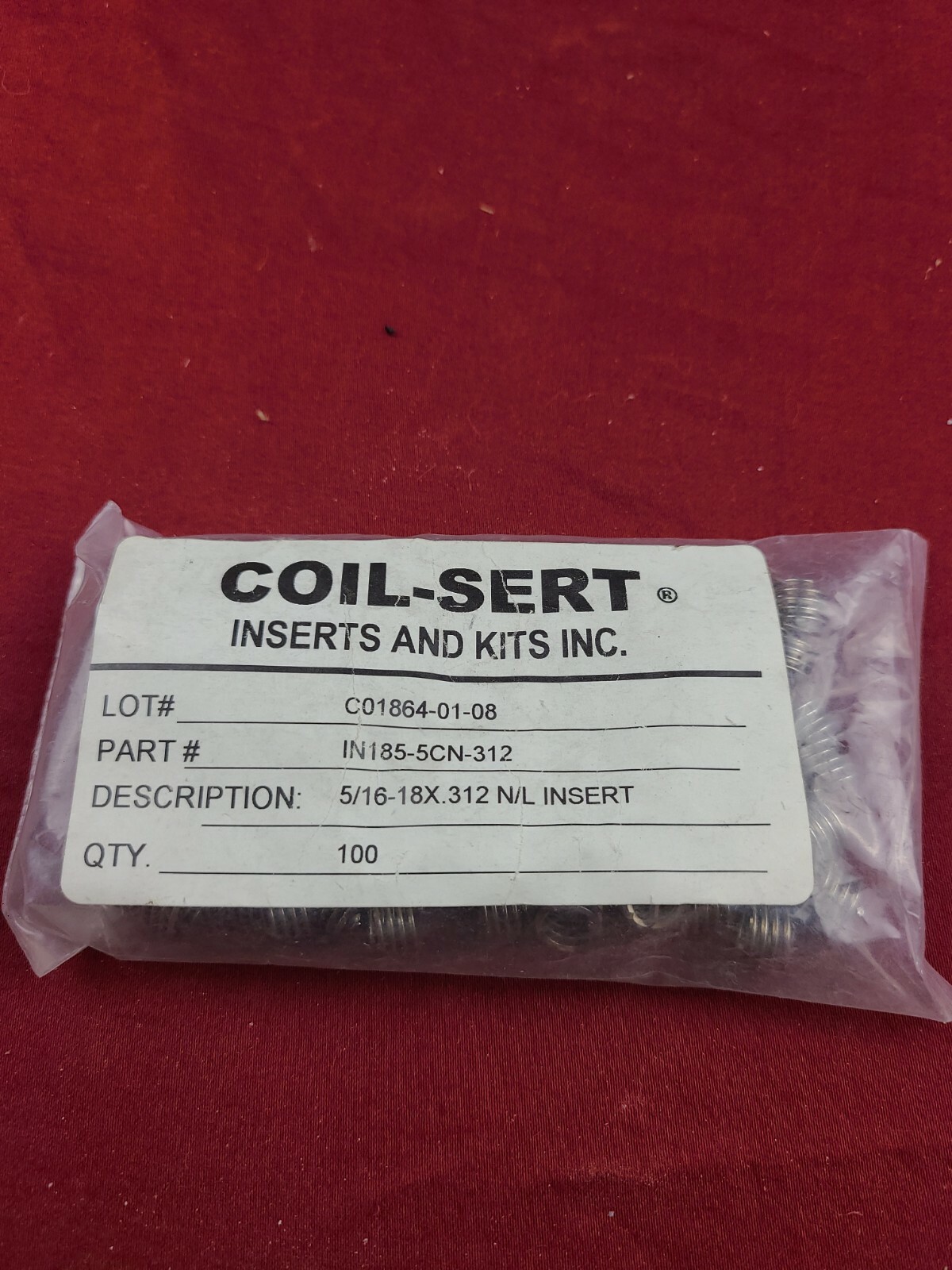 5/16-18X.312 N/L INSERT Thread Repair Inserts Lot of 100 | eBay