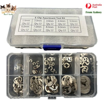 120pcs Stainless Steel E-Clip Assortment Tool Kit Retaining Circlips 1. ...