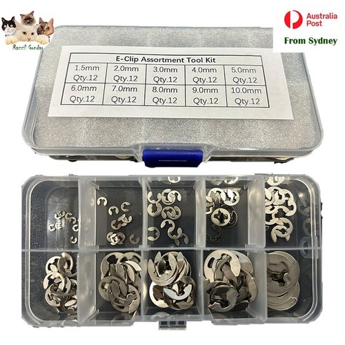 120pcs Stainless Steel E-Clip Assortment Tool Kit Retaining Circlips 1. ...