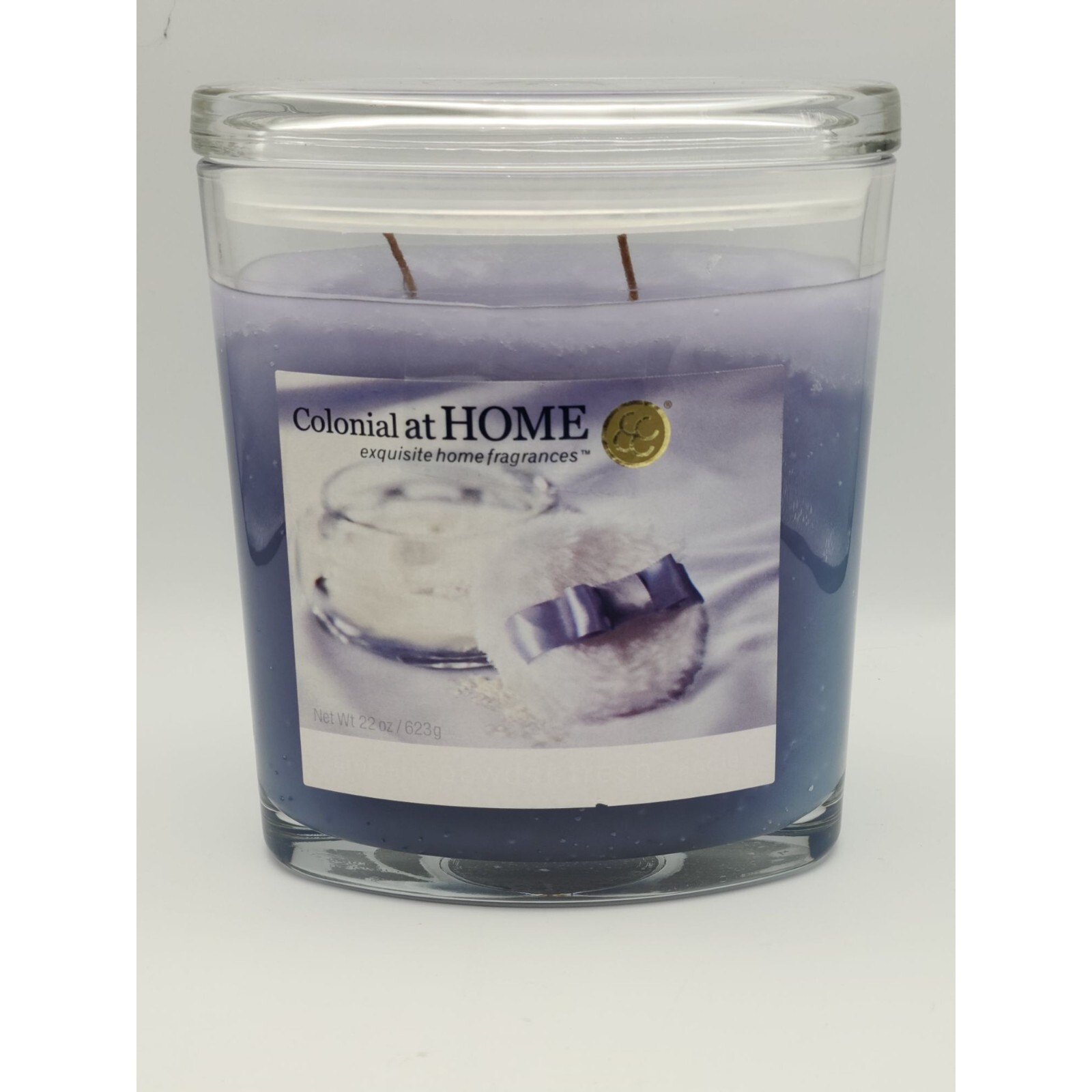NOS Colonial Candle Powder Fresh Oval Jar 22oz Periwinkle Purple 2 Wick ...