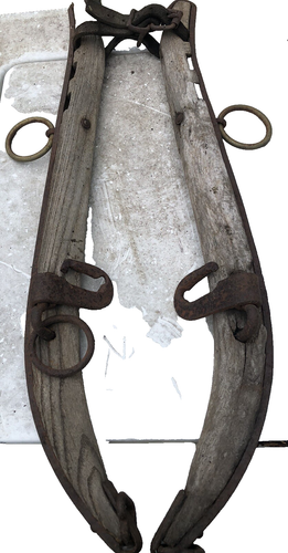 Antique Horse Mule Yoke Hames Harness 26” Wood & Iron Vintage Primitive ...