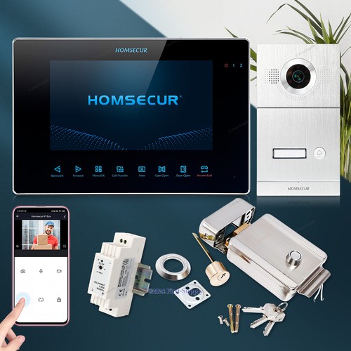 HOMSECUR 7" WIFI Video&Audio Home Intercom Electric Lock with Keys ...