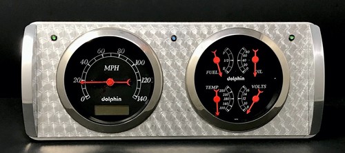 1940 Ford Car 2 Gauge Dash Panel Quad Style Engine Turned Insert Set ...