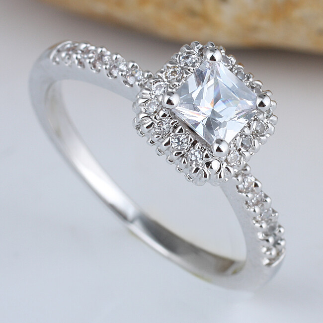 Square Stone Women 925 Sterling Silver Promise Ring Size Gift for Wife ...