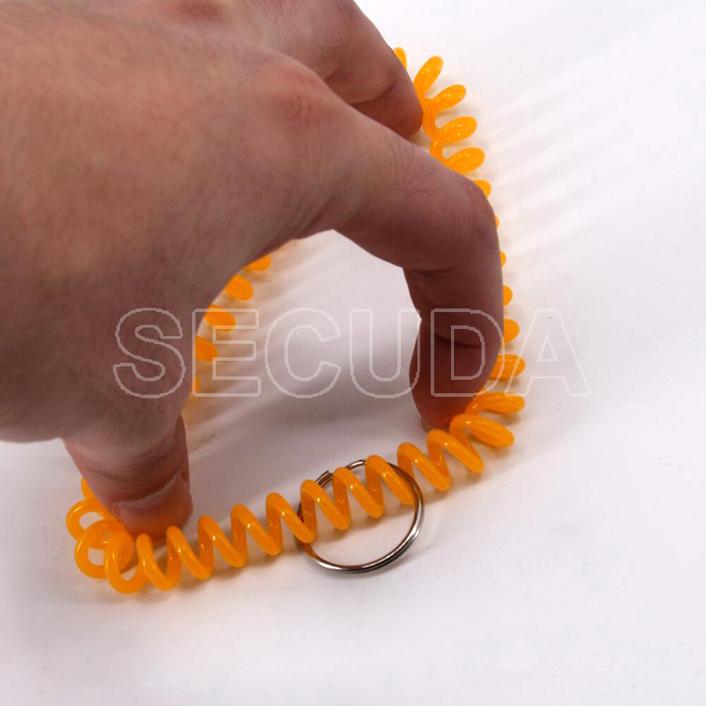 Plastic Spring Coil Gym Locker Key Jogging Swimming Wrist Band Split ...