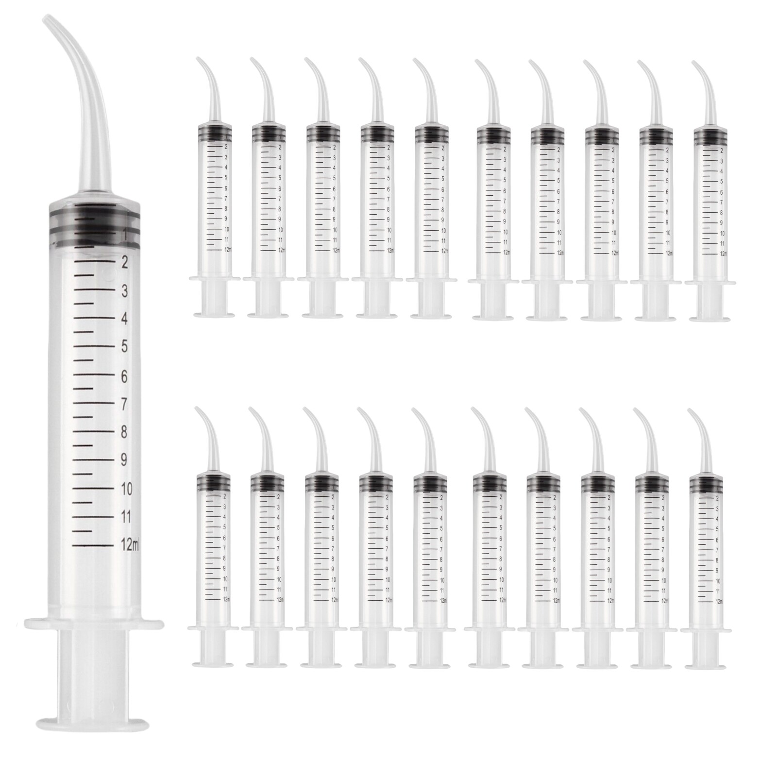 JMU Dental 12CC Irrigation Syringe Long Curved Tip with Measurement up ...