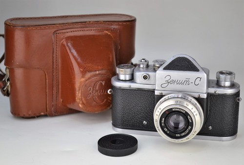 1961 SOVIET USSR "ZENIT-C" SLR camera + 1959 Industar-50 lens, f3.5/50 ...