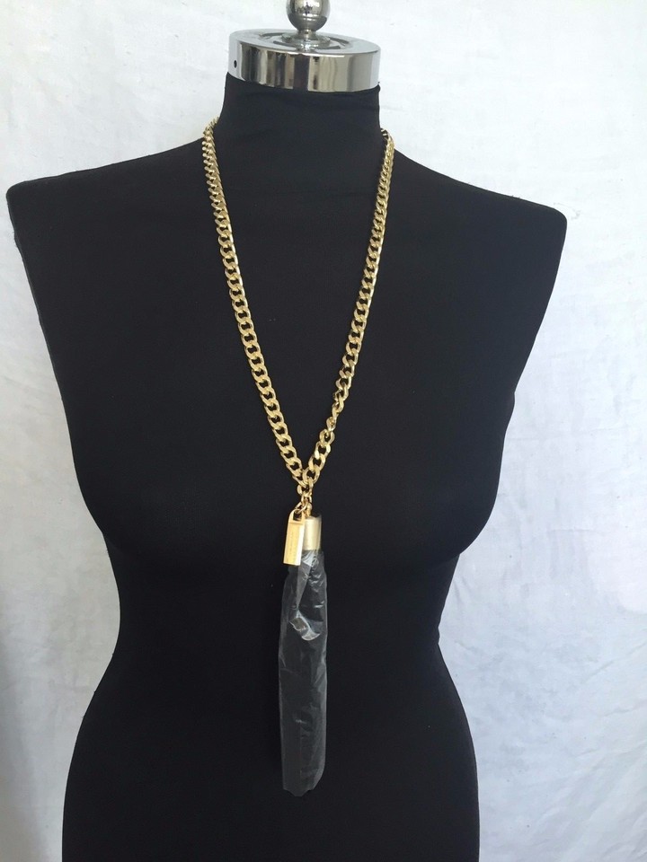 Marc Jacobs DECADENCE larg necklace gold tone chain & tassel black in ...