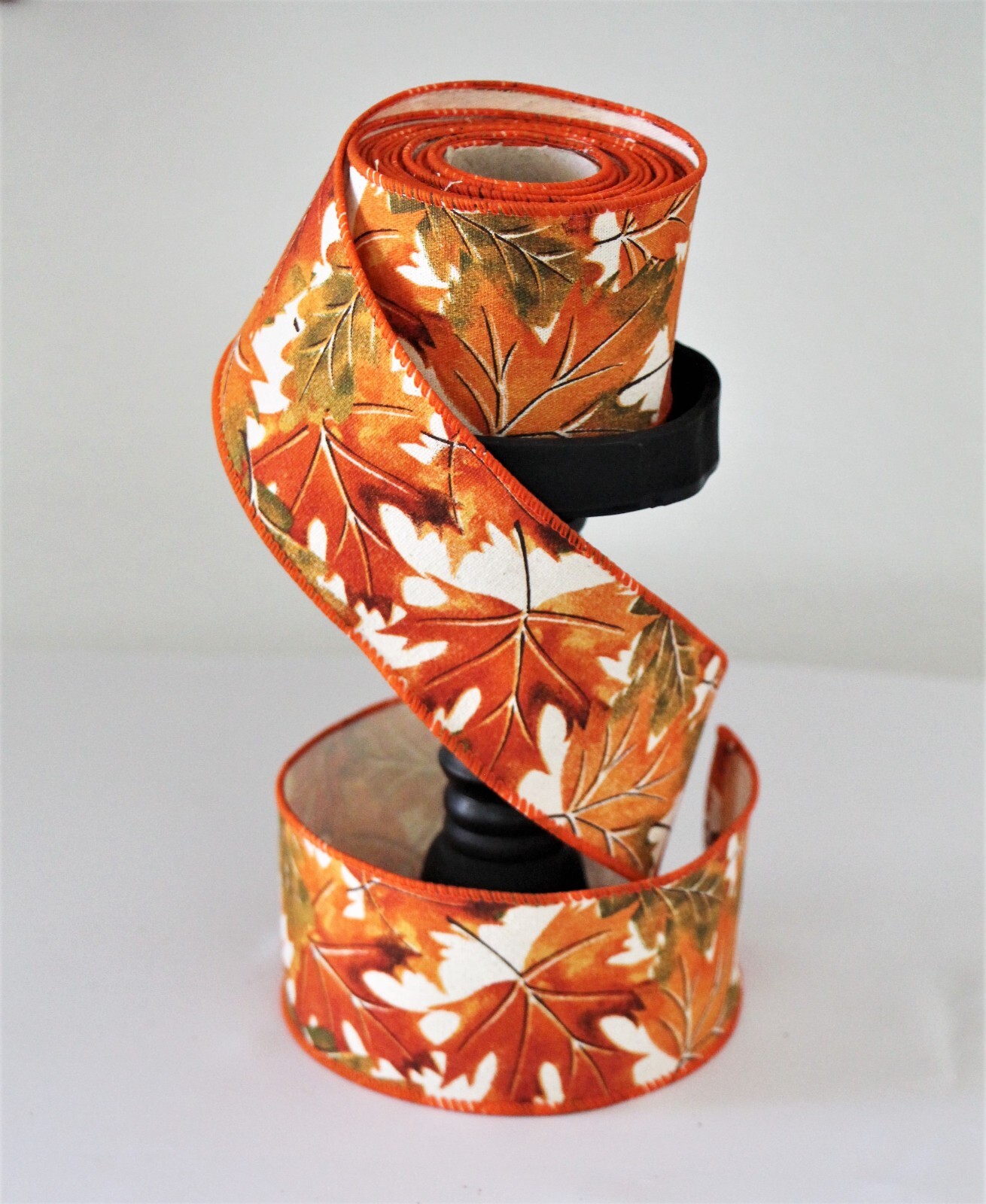 Fall Leaves Ribbon Roll, 2.5” or 1.5”, Wired Edge, Canvas Rustic ...