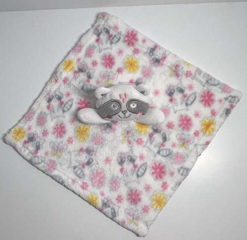 Le Bebe Favorite Racoon Lovey Baby Blanket Security Pink White Gray ...