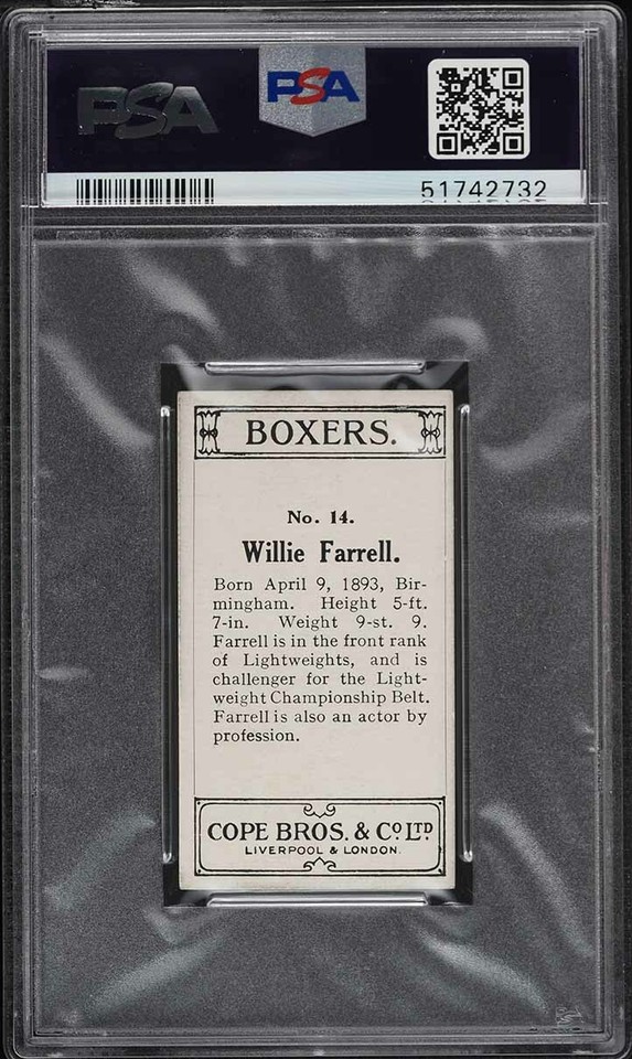 1915 Cope Bros & Co. Boxers Willie Farrell #14 Card - PSA 4.5 VG-EX+ | eBay