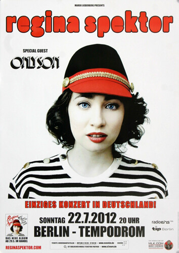Regina Spektor - Cheap Seats, berlin 2012 | Konzertplakat | Poster | eBay