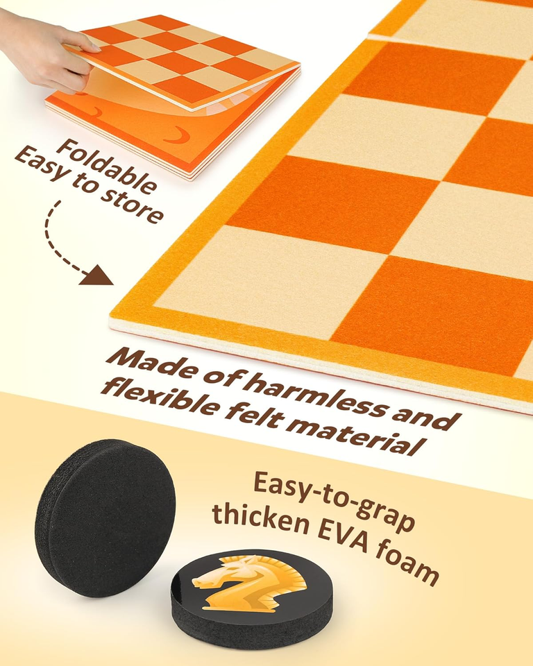 3-In-1 Chess and Checkers Game, Tic Tac Toe Vintage Jumbo Board Game ...