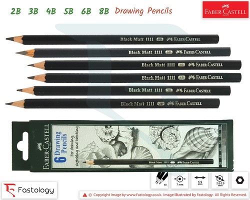 FABER CASTELL 2H H HB 2B 3B 4B 5B 6B 8B Graded Pencils Draw Sketch Tone ...